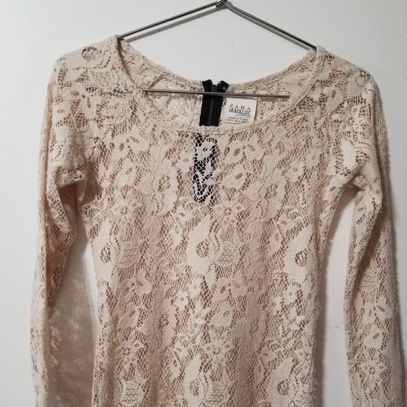 Zara | Tops | Zara Trafaluc Collection Sheer Lace Top Staple | Poshmark